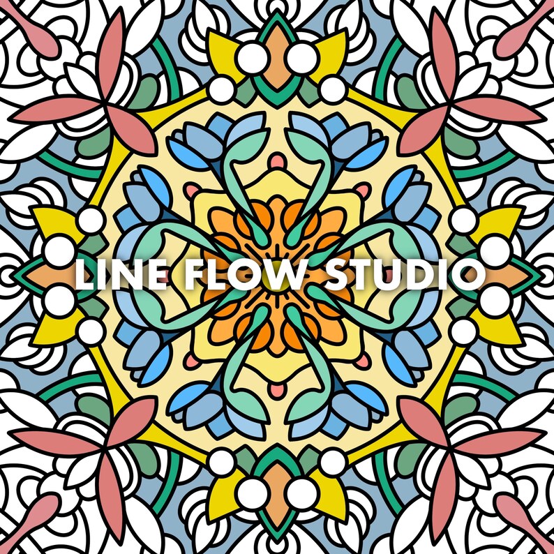 Floral Radial Coloring Page, Focus and Relax, Coloring Page for Adults ...