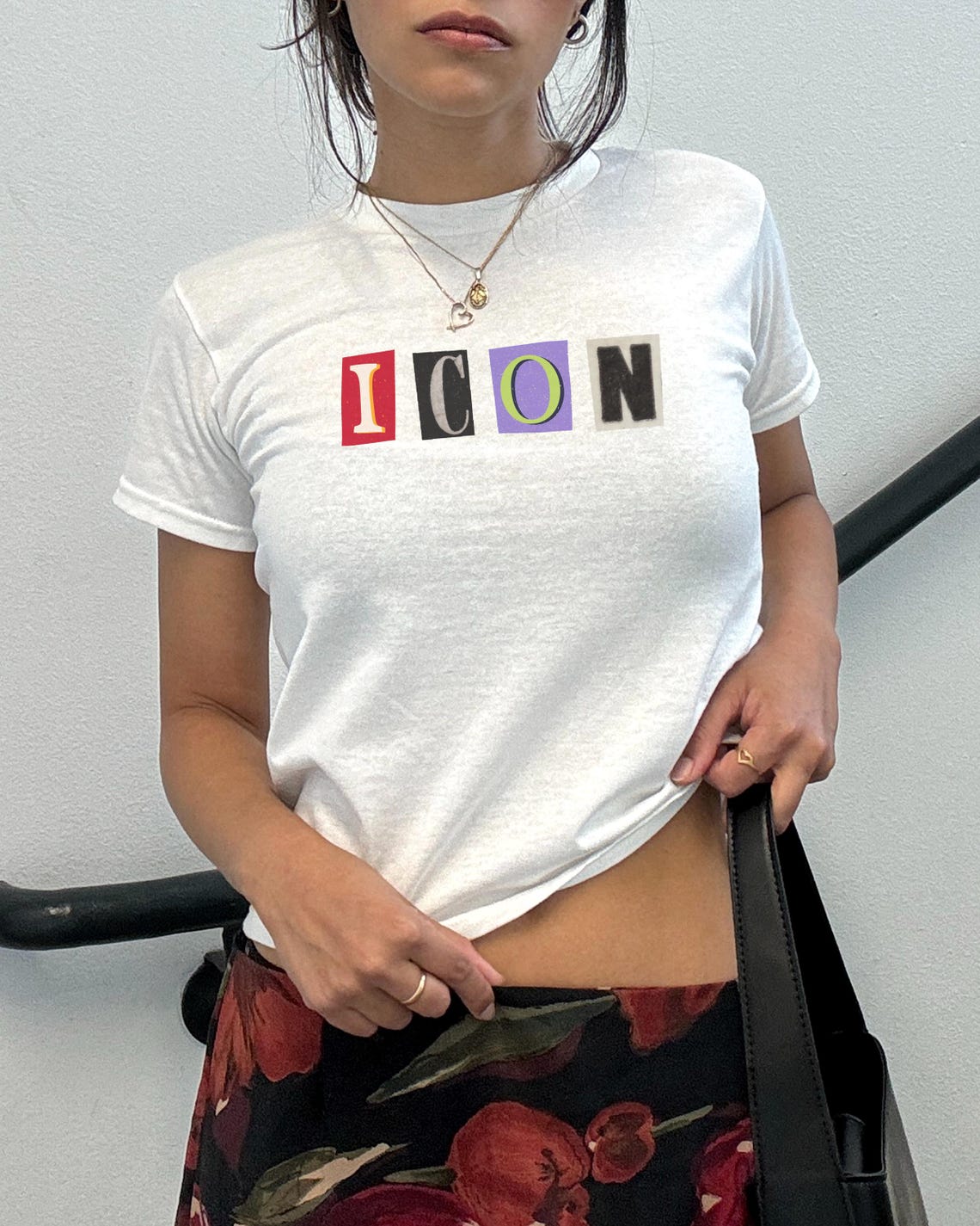 Icon Magazine Style Baby Tee | Y2K Baby Tee | 90s Baby Tee | Graphic ...