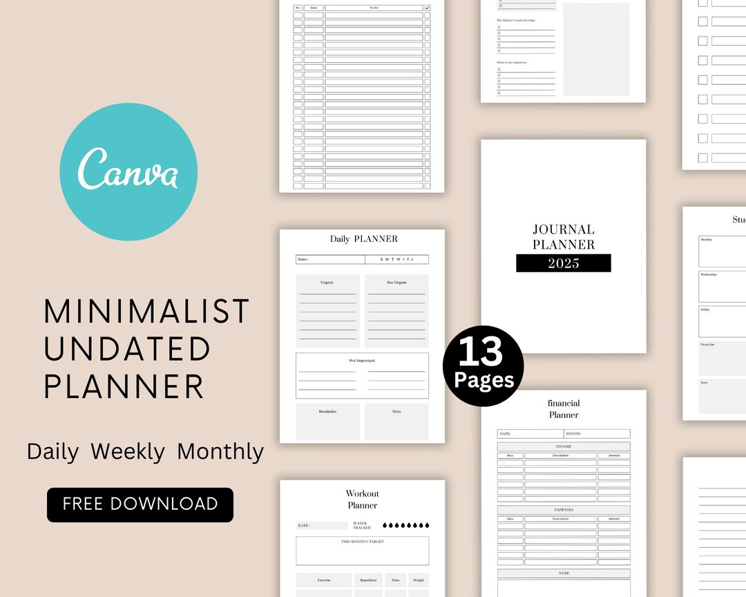 Undated Digital Daily Planner, Landscape Digital Planner, 365-day iPad ...