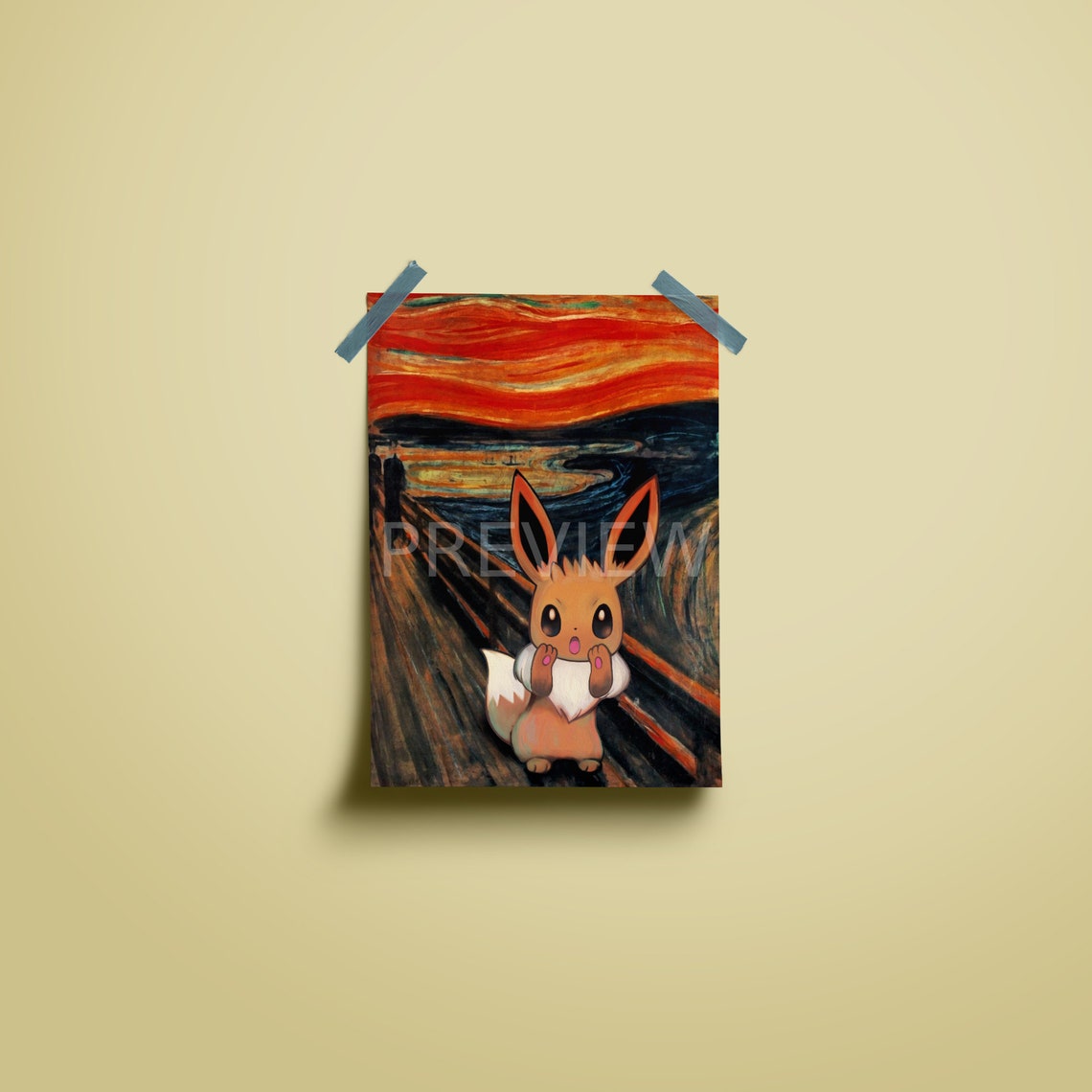 Eevee Edvard Munch Scream Promo Card Poster High Quality Print Durable ...