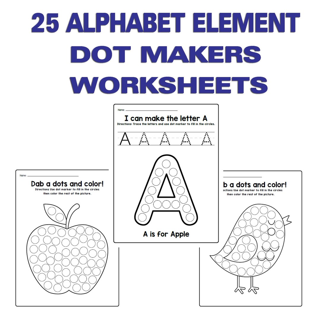 Alphabets Element Dot Maker Worksheets, A-z Dot Makers, Animal Dot ...