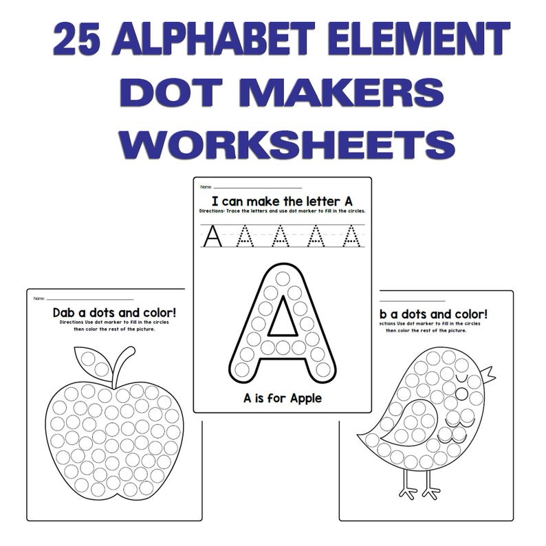 Alphabets Element Dot Maker Worksheets, A-z Dot Makers, Animal Dot ...