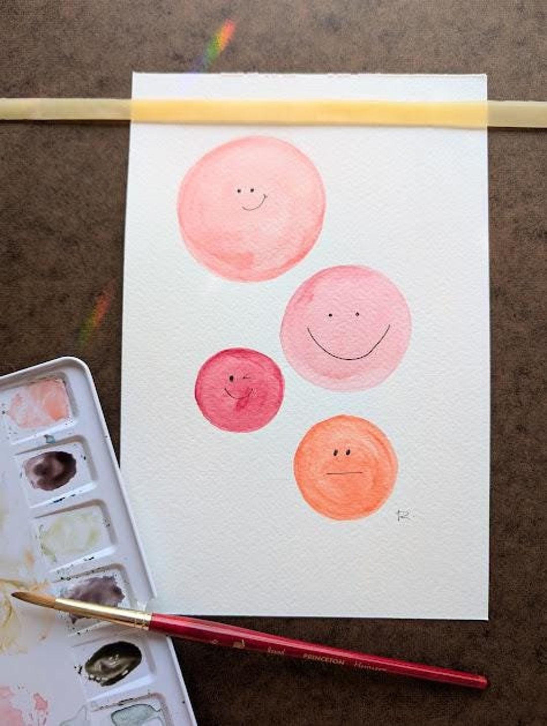 Pink Emotions Abstract Watercolor With Ink Accent - Etsy