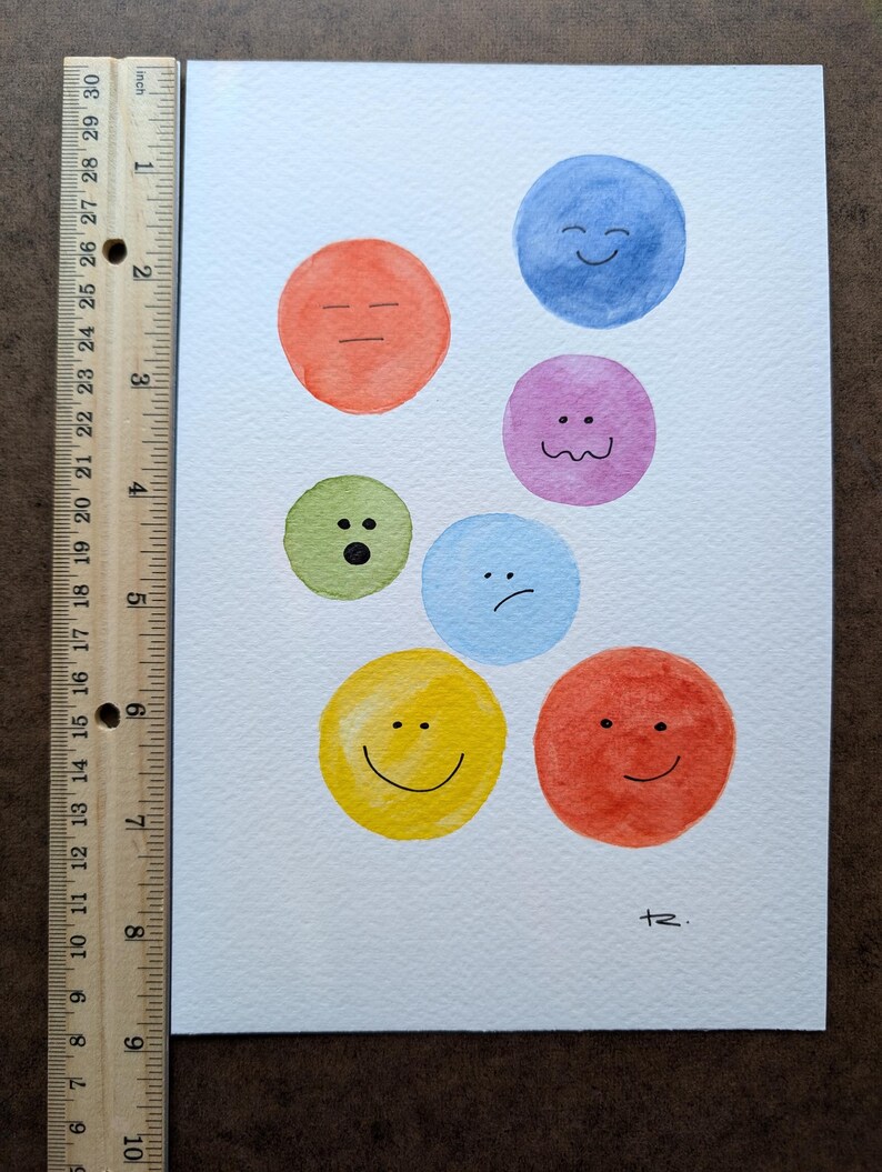 Rainbow Emotions Abstract Watercolor With Ink Accent - Etsy