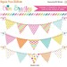 Bunting Clipart Graphics Digital Banner Flags Clip Art in Pink | Etsy