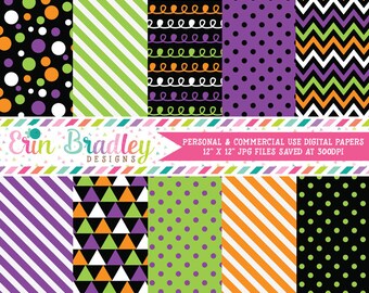 Yellow Blue Orange Green Brown Digital Papers Polka Dots | Etsy