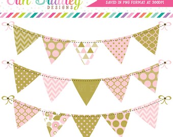 Rainbow Bunting Clipart Banner Flags Clip Art Graphics Instant | Etsy
