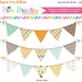 Bunting Clipart Digital Banner Flag Graphics Aqua Blue Orange | Etsy
