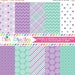 Purple and Aqua Digital Paper Pack Patterned Paper Instant | Etsy