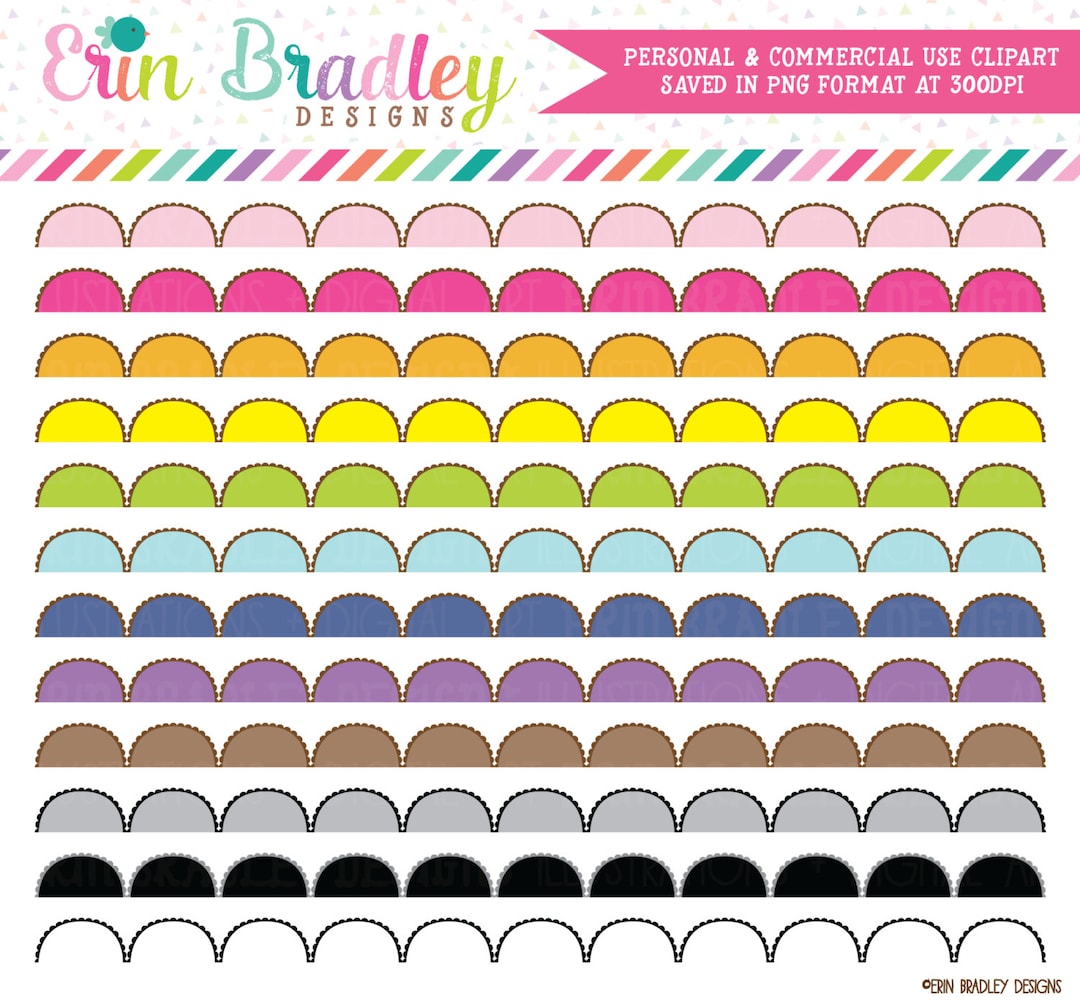 Clipart Scalloped Borders Graphics, Commercial Use Clipart Bundle ...