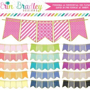 Gold Foil Banners Clipart Bundle Bunting Flag Clip Art Graphics - 16 ...
