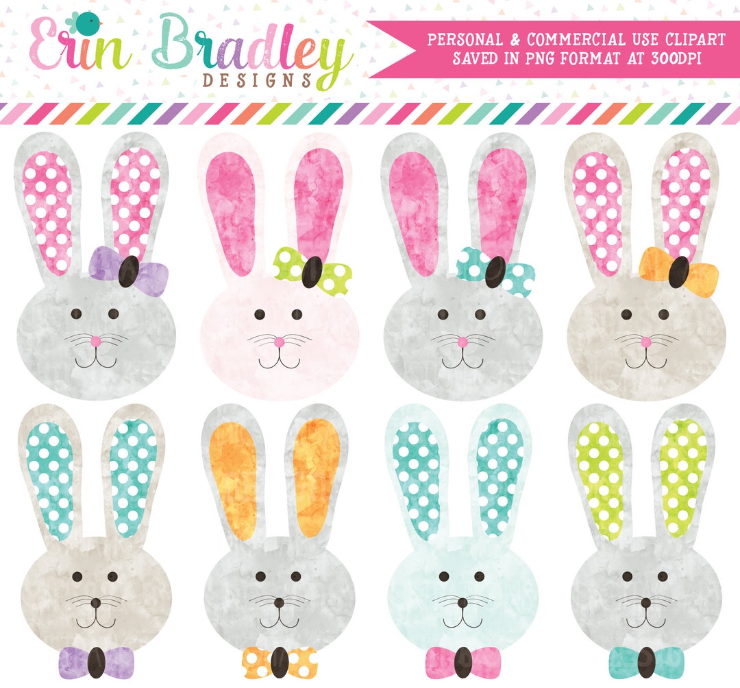 Easter Bunny Clipart, Watercolor Easter Bunny Clip Art Graphics, Easter ...