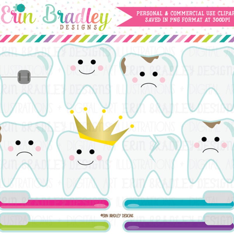 Cute Tooth Clipart - Etsy