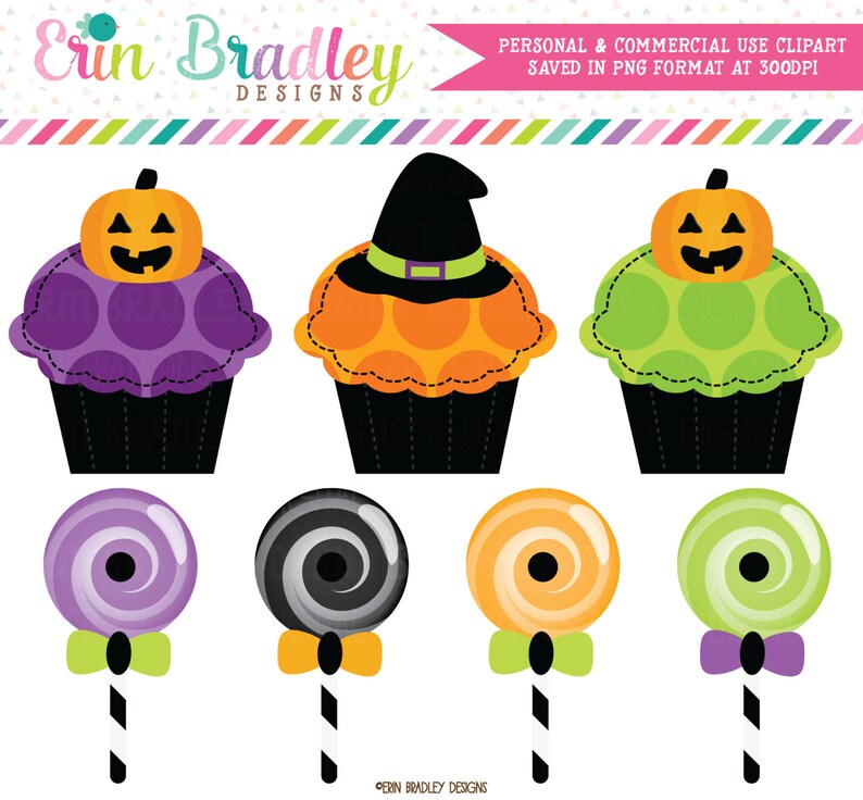 Halloween Cupcakes Clipart Holiday Clip Art Graphics | Etsy