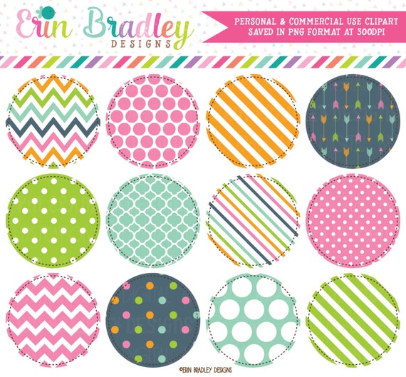 Clipart Circles, Digital Tag Clip Art Graphics, Pink Blue Orange Green ...