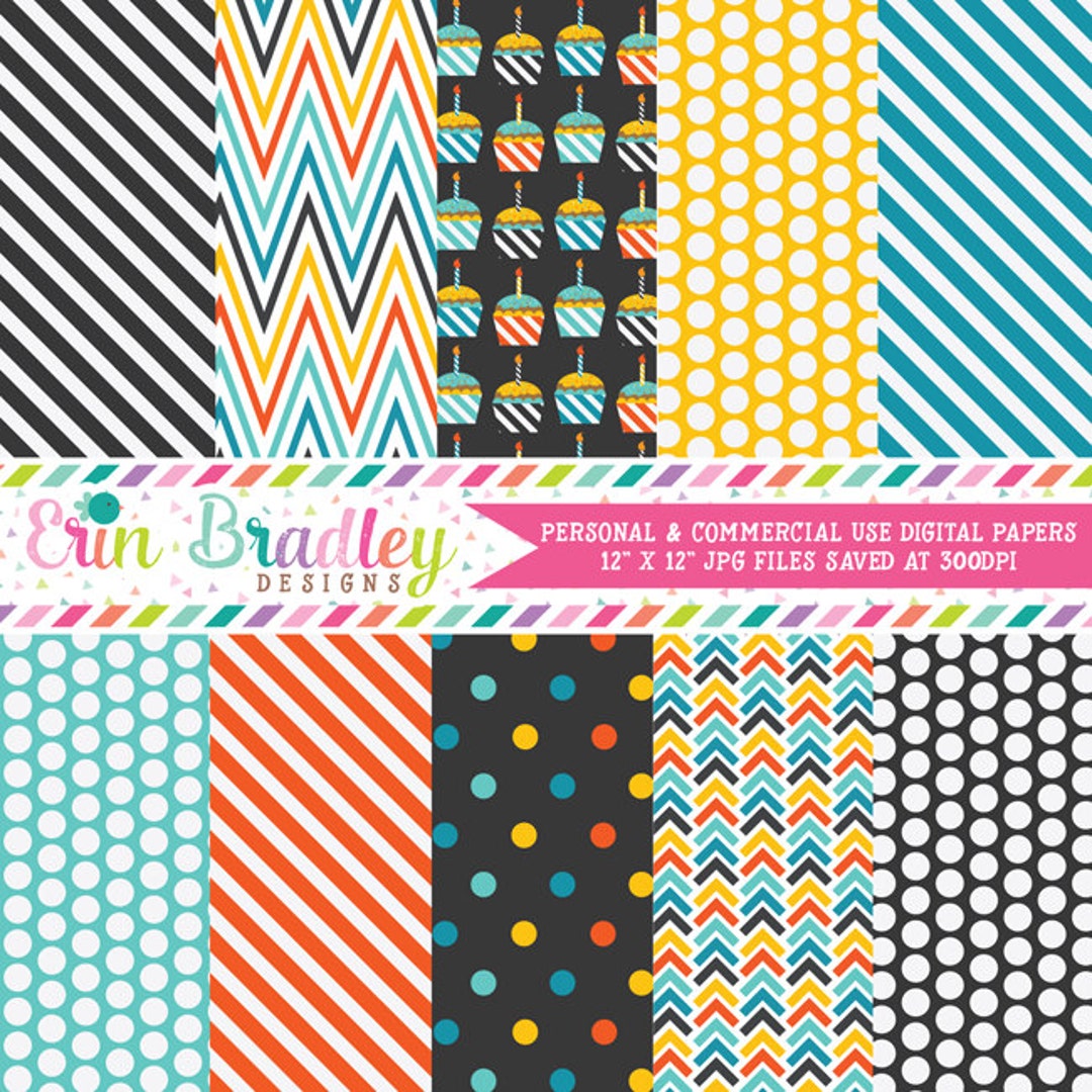 Commercial Use Digital Scrapbook Paper, Cupcake Party Digital Paper ...