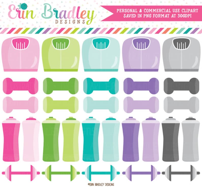 Exercise Fitness Clipart Graphics Scales Weights Barbells and - Etsy