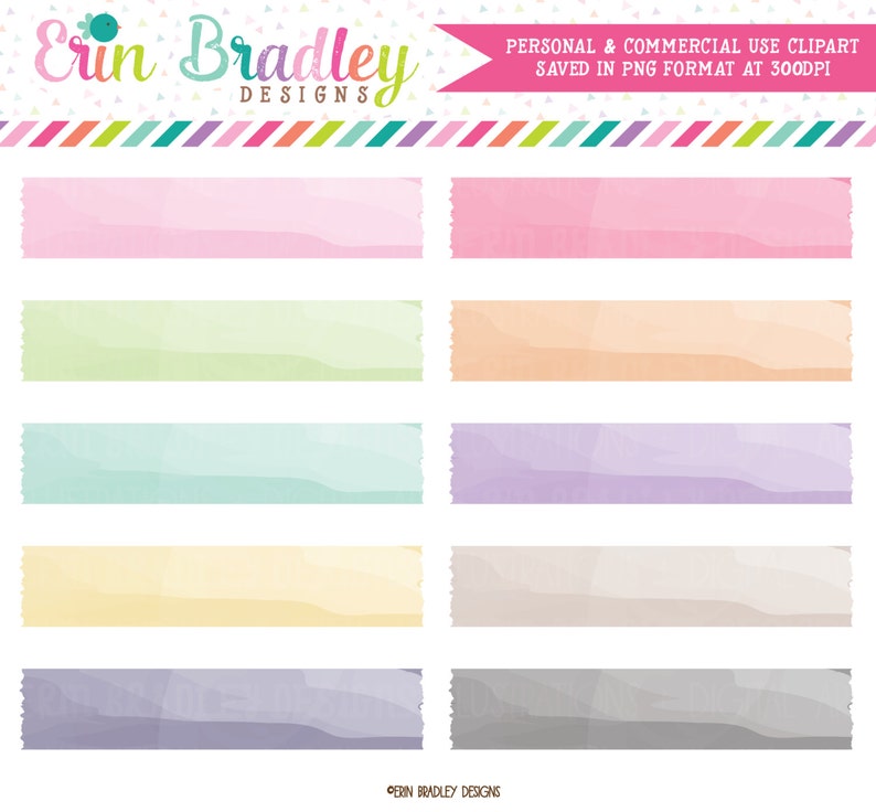 Watercolor Digital Washi Tape Clipart Personal & Commercial - Etsy