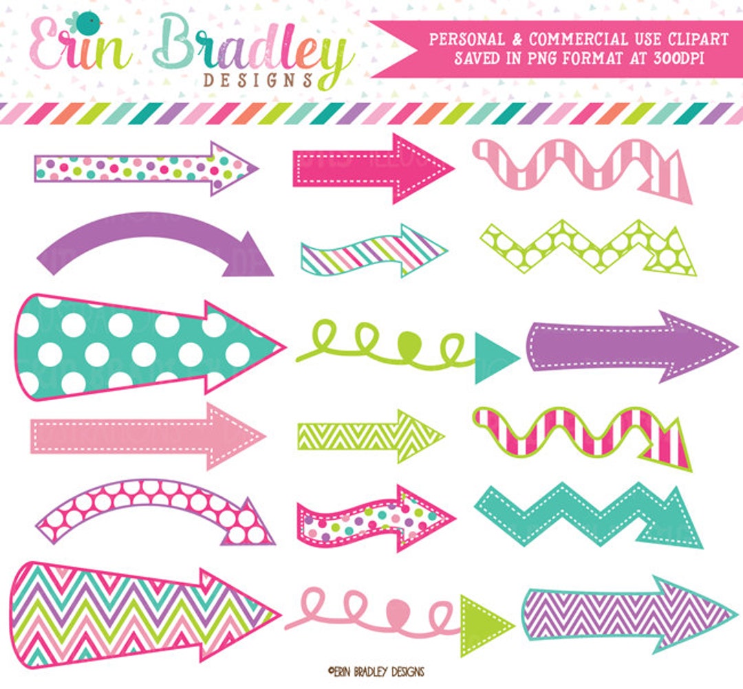 Arrows Clipart Graphics Pink Purple Green Blue Digital Arrow Clip Art ...