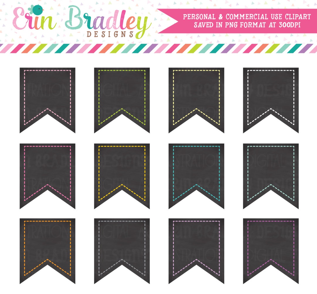 Chalkboard Flags Clipart Clip Art Personal and Commercial Use - Etsy
