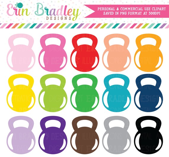 Kettlebell Clipart, Exercise Clip Art Graphics, Commercial Use Clipart ...