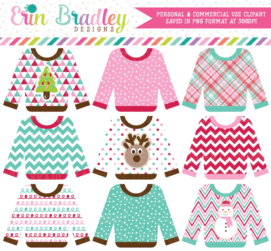 Sweater Weather Clipart Ugly Sweater Party Clip Art Graphics - Etsy