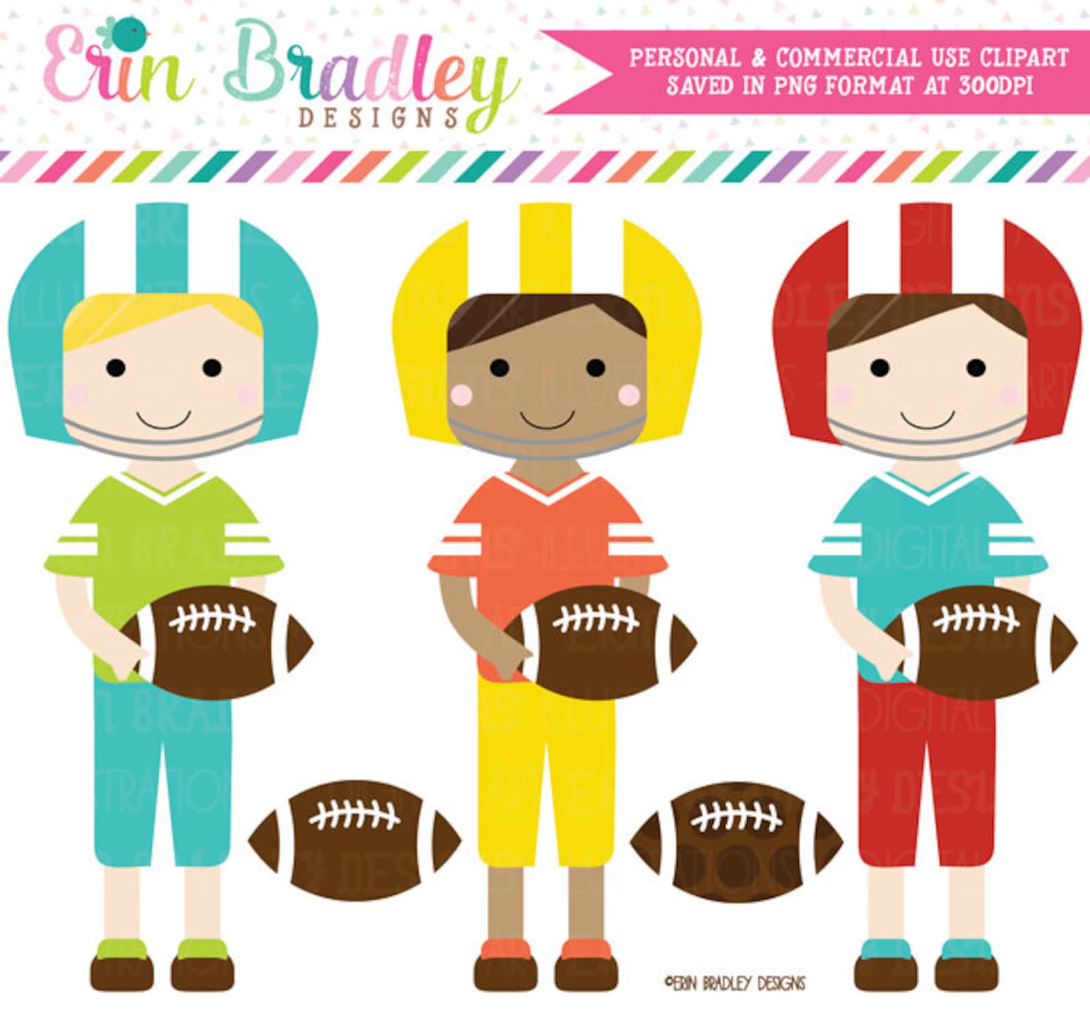 Football Players Clipart Sports Clip Art Boys Football Clip | Etsy