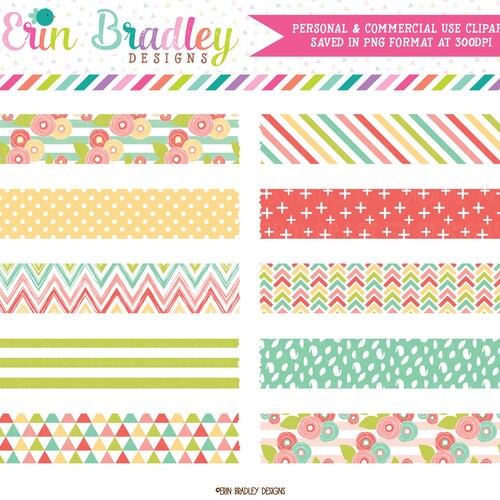 Watercolor Digital Washi Tape Clipart Personal & Commercial - Etsy