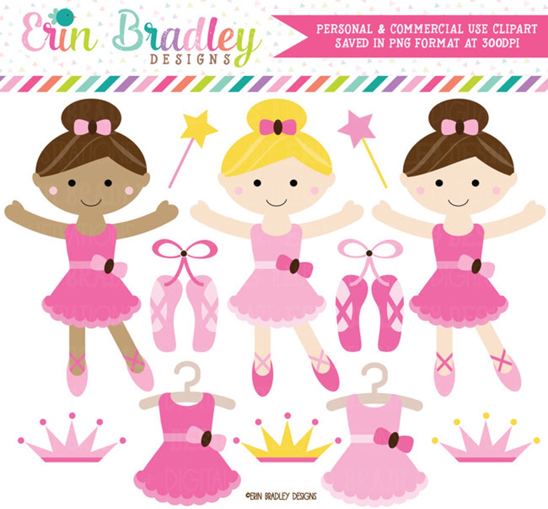 Pink Ballerinas Clipart, Instant Download Commercial Use Dance Clip Art ...