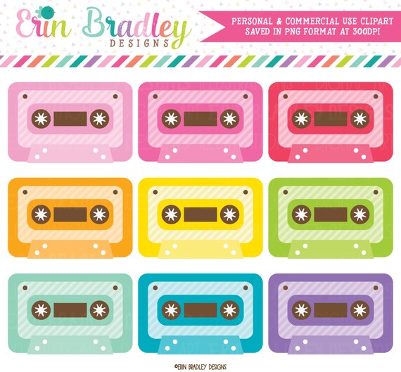 Cassette Tape Clipart 80's Music Clip Art Graphics Commercial Use by ...