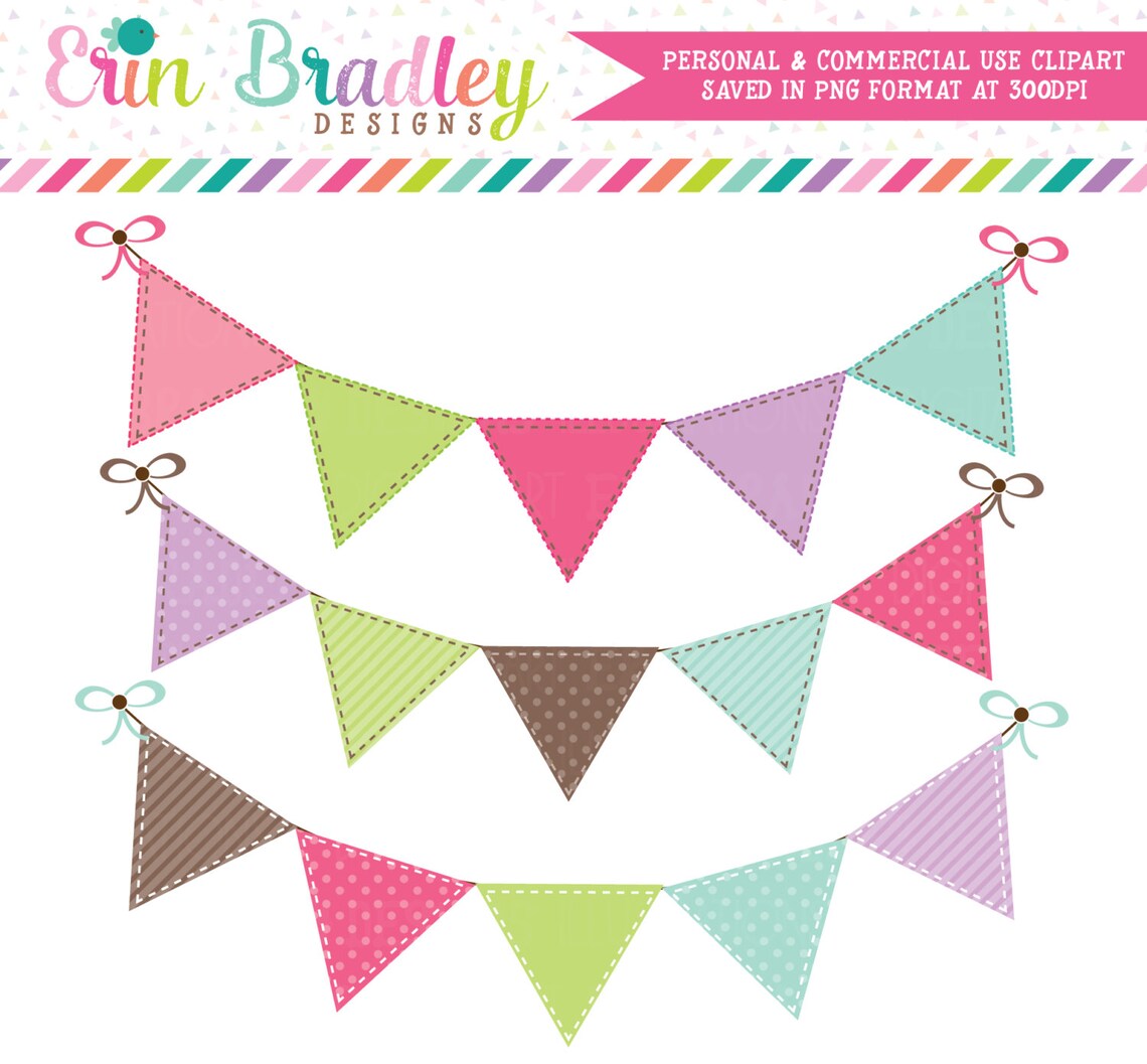 Bunting Banner Flags Clipart Clip Art for Personal & - Etsy