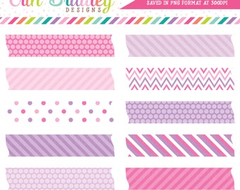 Pink & Purple Digital Washi Tape Clipart Polka Dots Chevron - Etsy