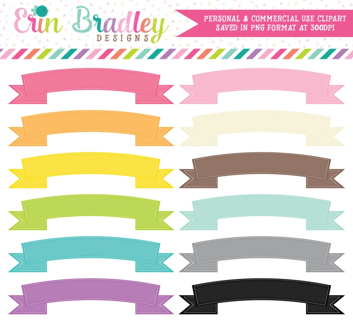 Digital Scrapbook Clipart Graphics Ribbon Banner Frames | Etsy
