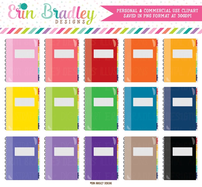Notebooks Clipart School or Planner Clip Art Graphics Personal | Etsy