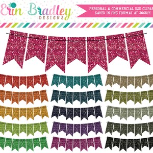 Glitter Banners Clipart Bundle Bunting Flag Glitter Clip Art Graphics ...