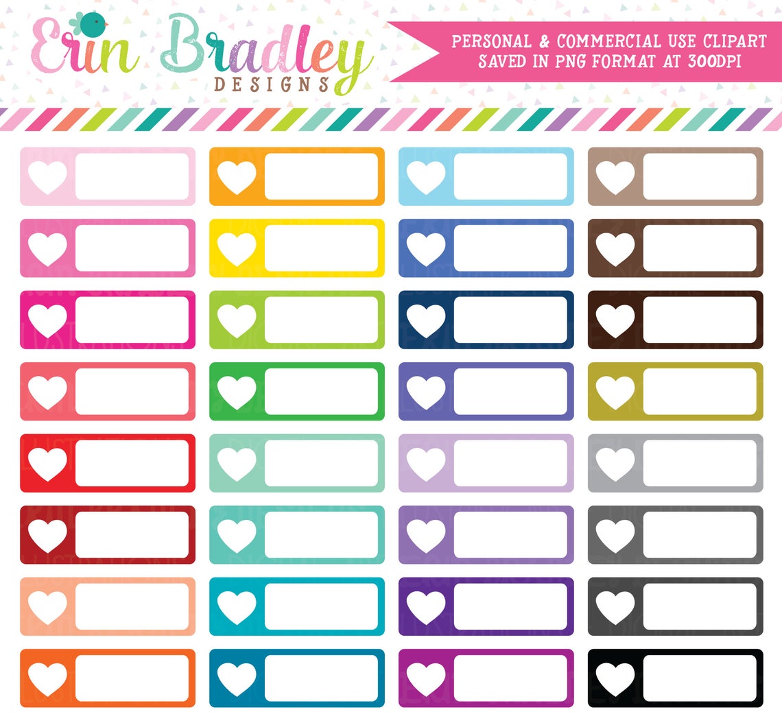 Clip Art Heart Rectangle Boxes Clipart Label Clip Art - Etsy