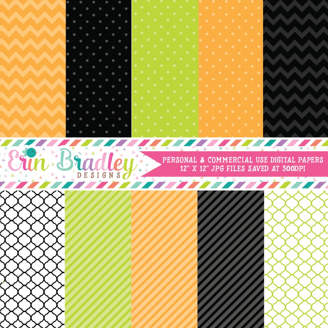 Halloween Digital Paper Pack Digital Scrapbooking Holiday Personal and ...