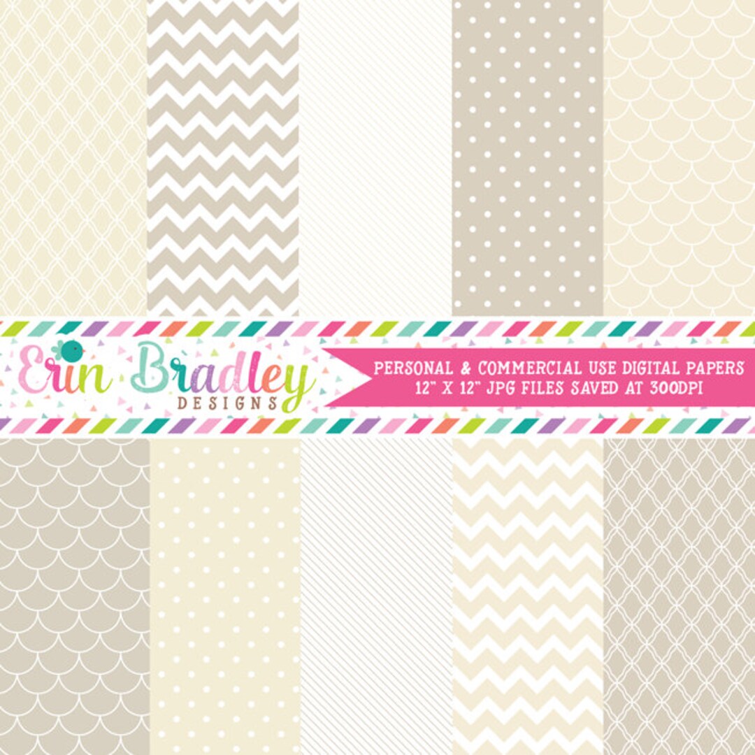 Digital Scrapbook Papers Personal and Commercial Use Beige and Cream ...