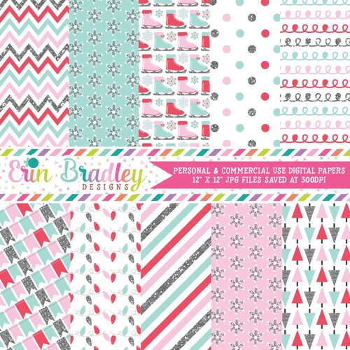 Winter Wonderland Digital Paper INSTANT DOWNLOAD 12x12 Light - Etsy
