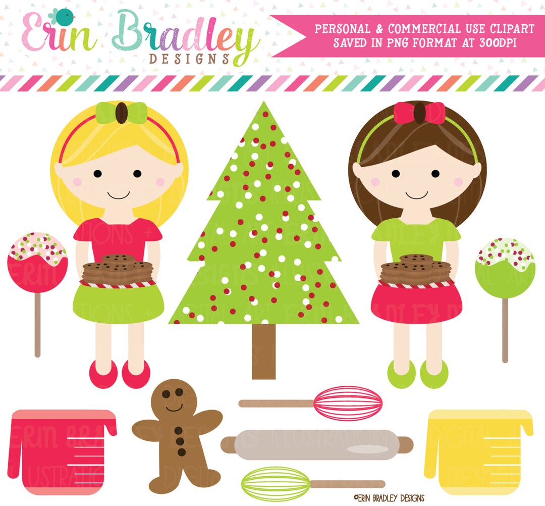 Holiday Clipart, Christmas Cookie Exchange Clipart Graphics, Girls Clip ...