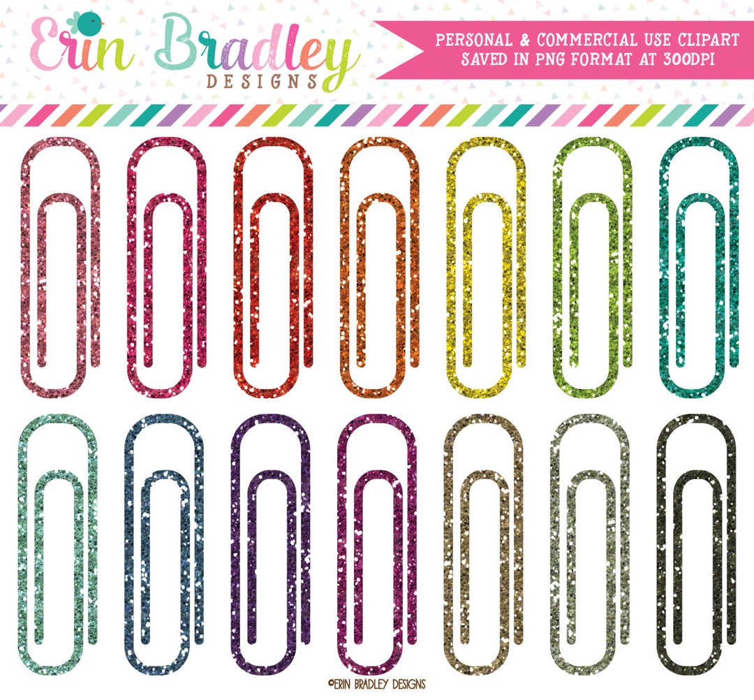 Glitter Paperclips Clipart School Clip Art Office Supply or Work ...
