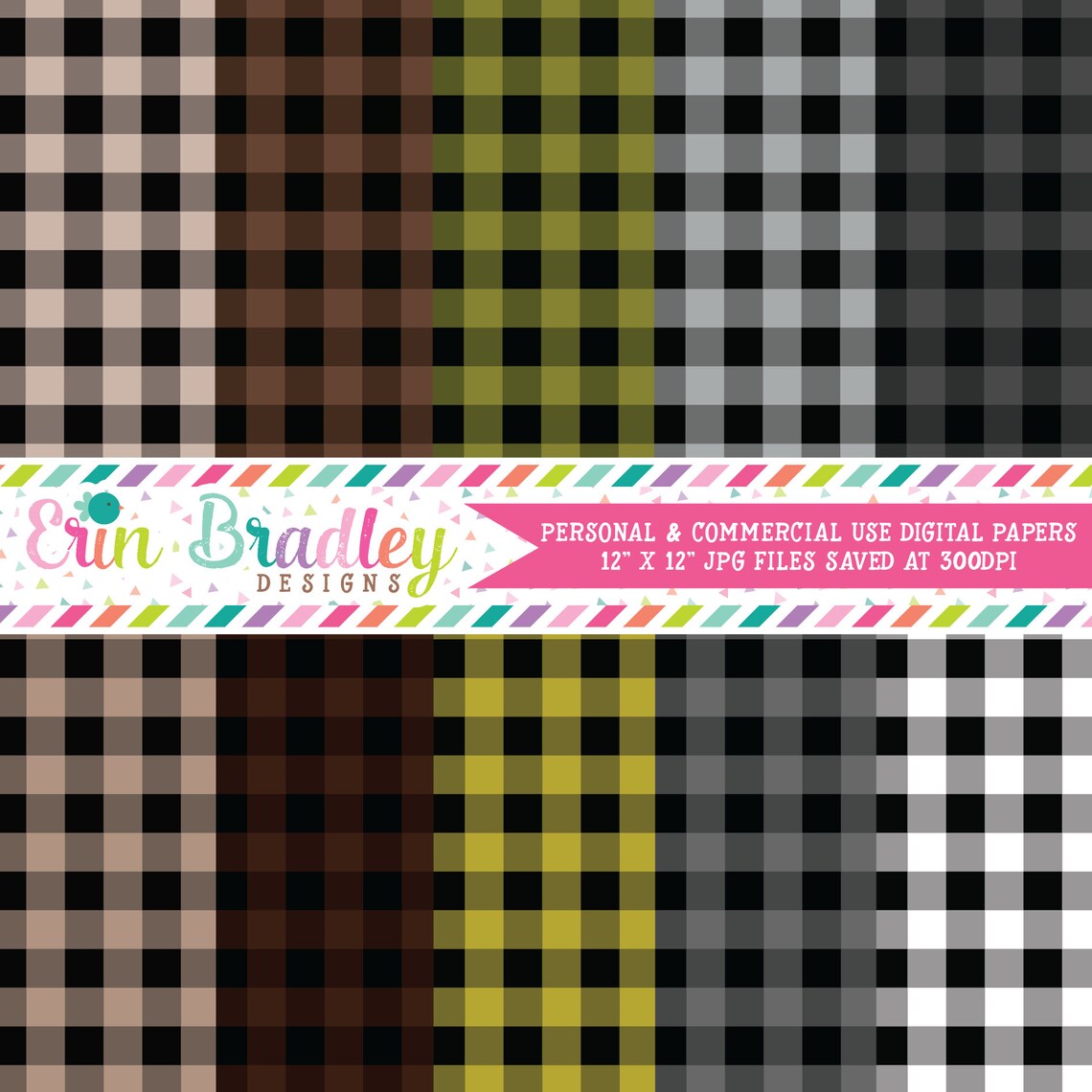 Buffalo Check Digital Paper Pack Set 2 40 Colors Instant - Etsy
