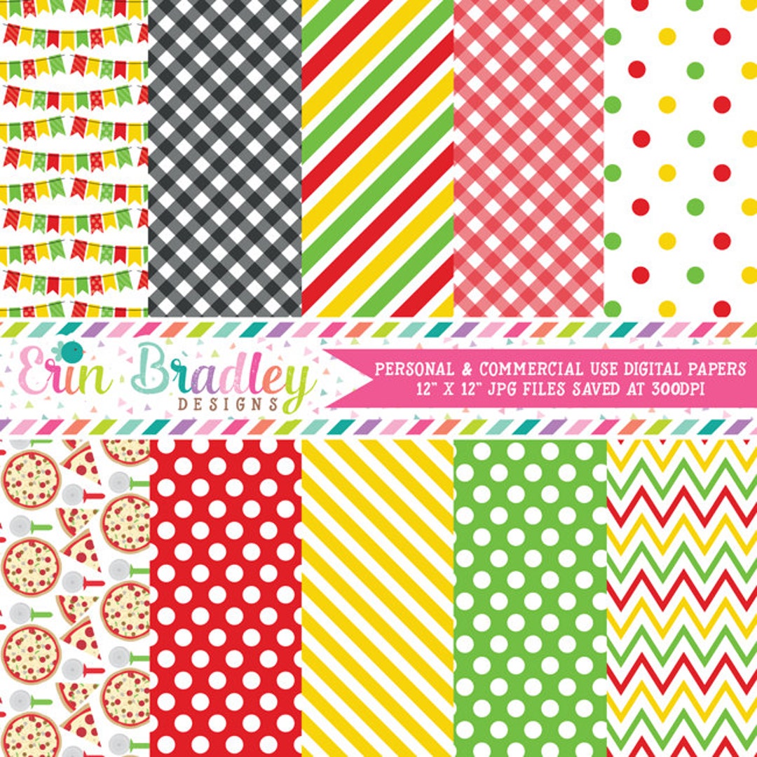 Pizza Party Digital Paper Pack Personal & Commercial Use Instant ...
