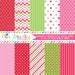Christmas Holiday Digital Paper Pack Pink Green & Red Commercial Use ...