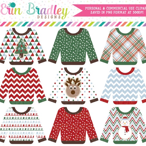 Ugly Sweater Clipart Holiday Clip Art Christmas Party - Etsy