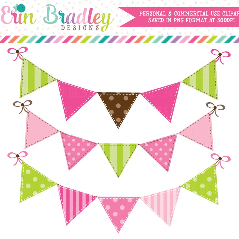 Green or Pink Bunting - Etsy