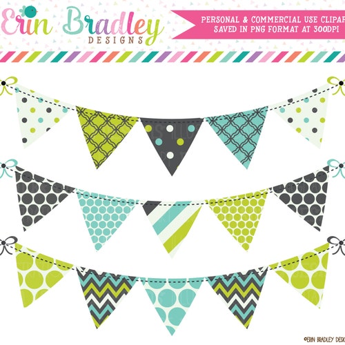 Colorful Fall Bunting Clipart Graphics Banner Flag Digital | Etsy