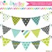 Bunting Banner Flag Clipart Commercial Use Clip Art Graphics Lime Blue ...