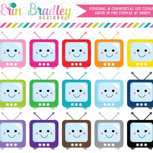 Kawaii TV Clipart Television Set Clip Art Graphics - Etsy
