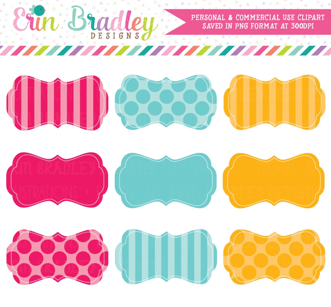 Scrapbooking Frames Clipart Clip Art in Red Blue Orange Polka Dots and ...